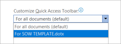 Customize the Quick Access Toolbar in Microsoft Word