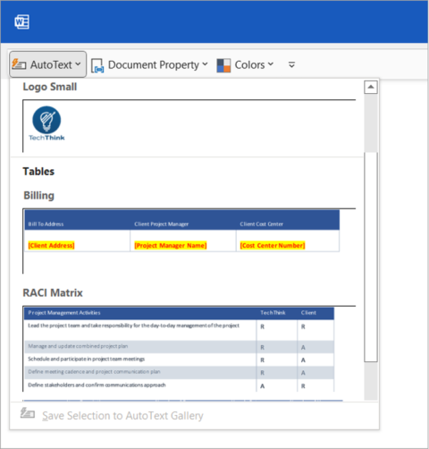How to Build AutoText Gallery in MS Word